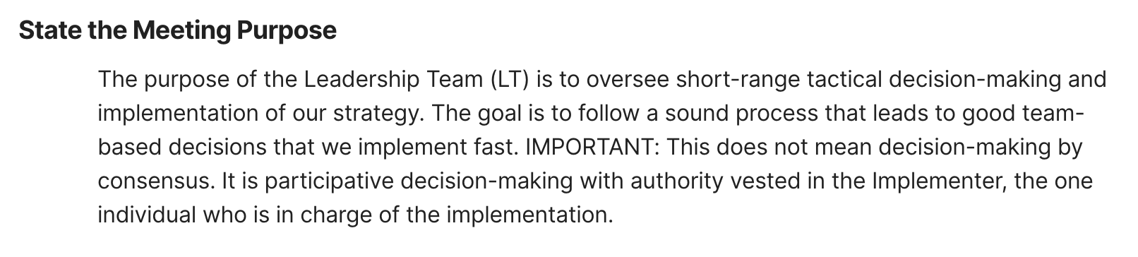 Strategic Execution Team Meetings (SET) - Organizational Physics